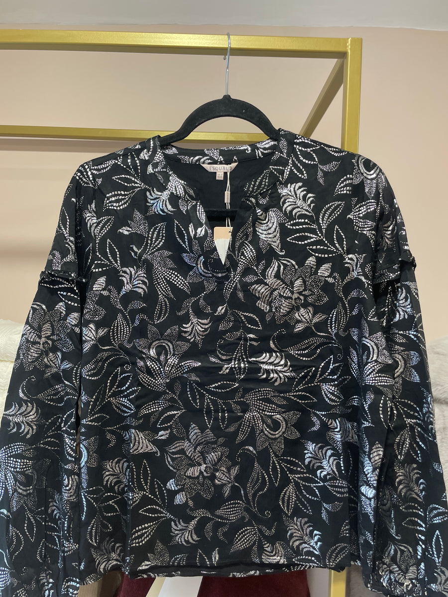 Esqualo Silver Leaves Print Blouse – Nyles & Rafe